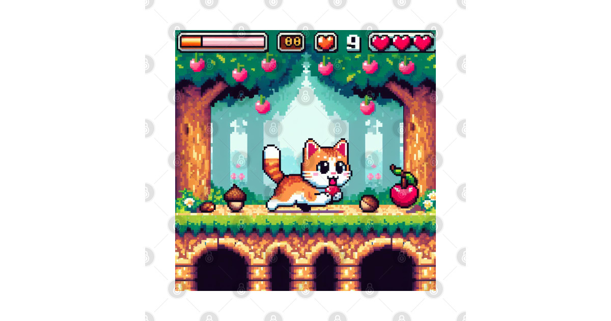 pixel cat game art - Pixel Cat - T-Shirt | TeePublic