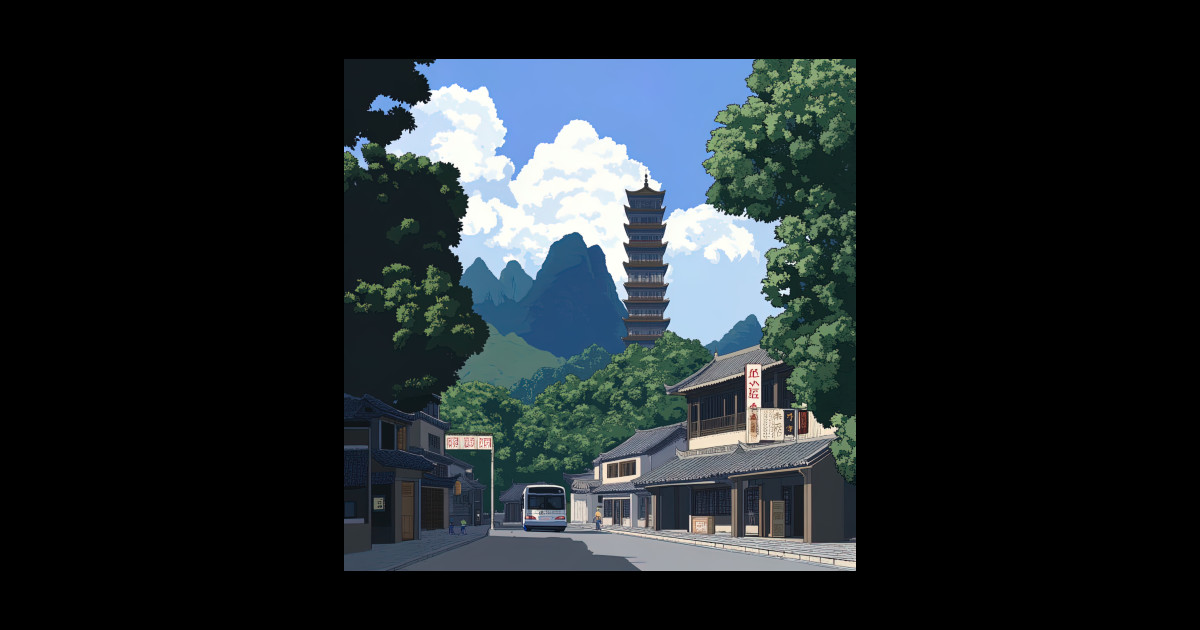 Guilin, China | Anime style - Guilin China - Sticker | TeePublic