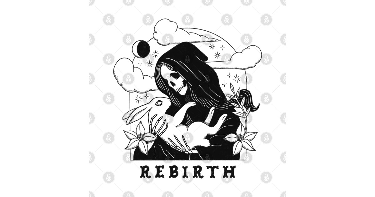 Rebirth & Renewal – Gothic Grim Reaper and Lunar Rabbit Art - Grim ...
