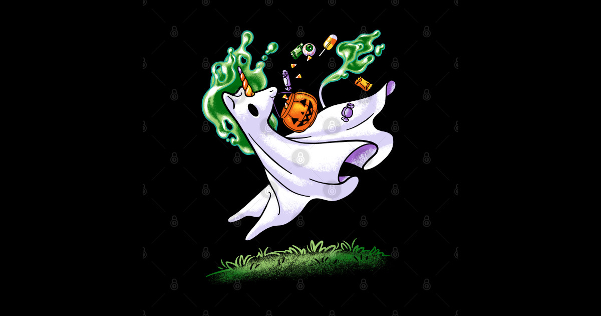 Boonicorn - Cute Ghost Unicorn with Candy - Boonicorn Unicorn Ghost ...
