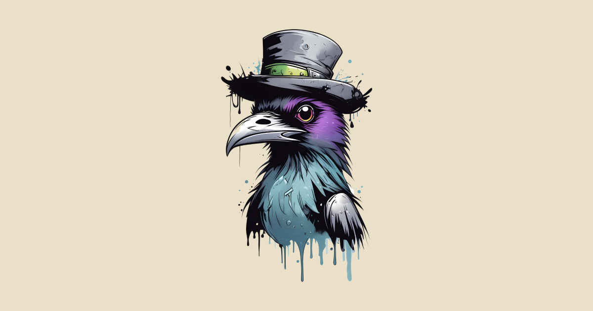 Cool raven with hat - Cool Raven - T-Shirt | TeePublic
