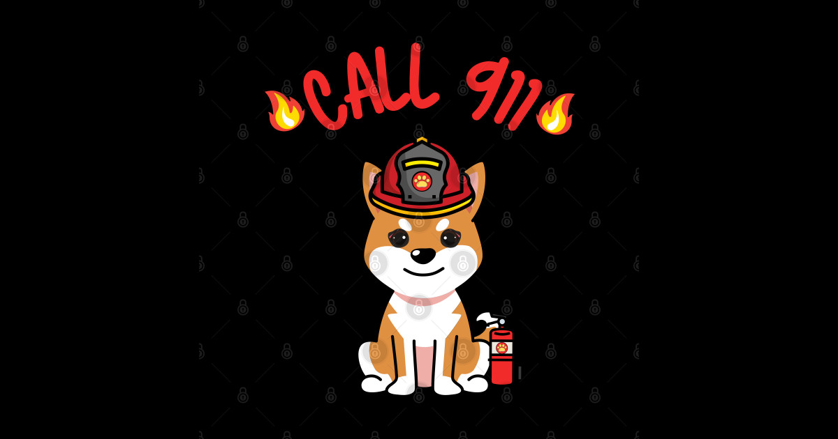 Cute orange dog is a firefighter - Orange Dog - Sticker | TeePublic