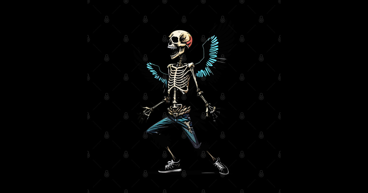 Winged Skull doing celebration - Funny Skeleton - Posters and Art ...