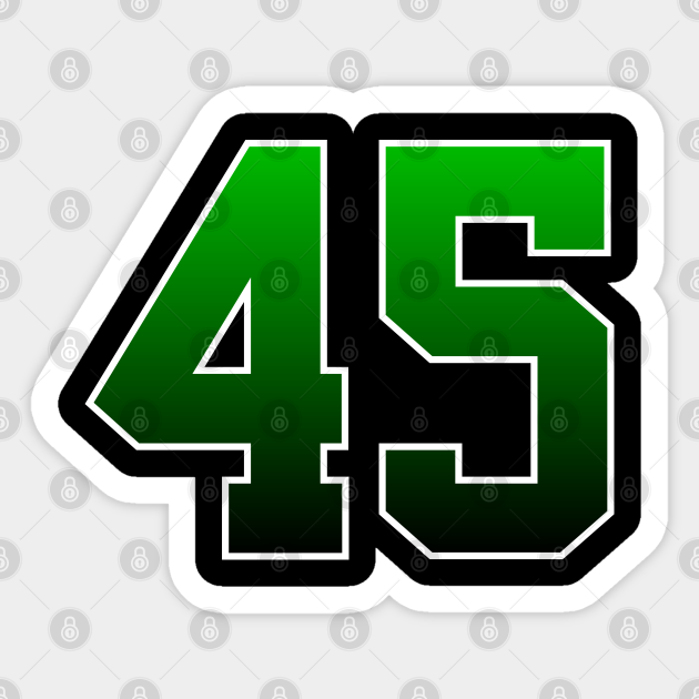 Green Number 45 - Number 45 - Sticker | TeePublic