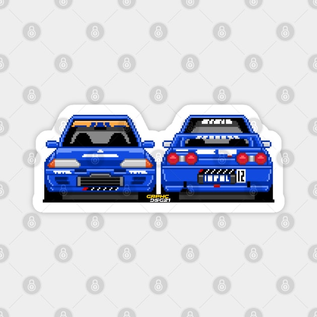 Nissan Skyline R-32 Calsonic Pixel Art - R32 - Magnet | TeePublic