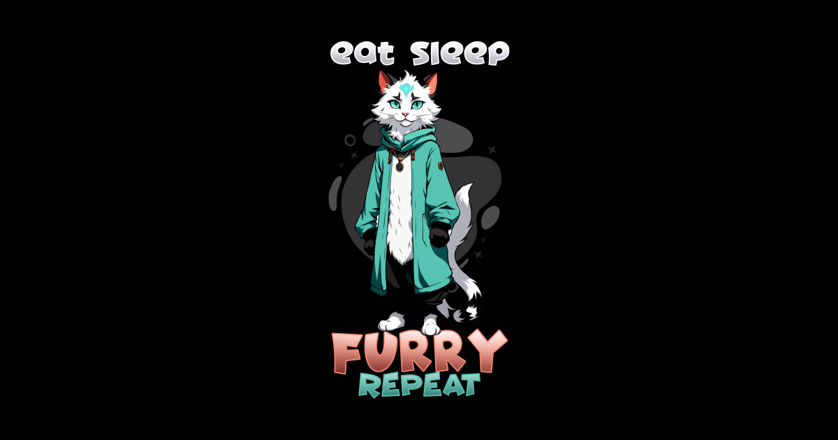 Eat Sleep Furry Repeat I Cute Fursuit Cosplay - Furry - Sticker | TeePublic