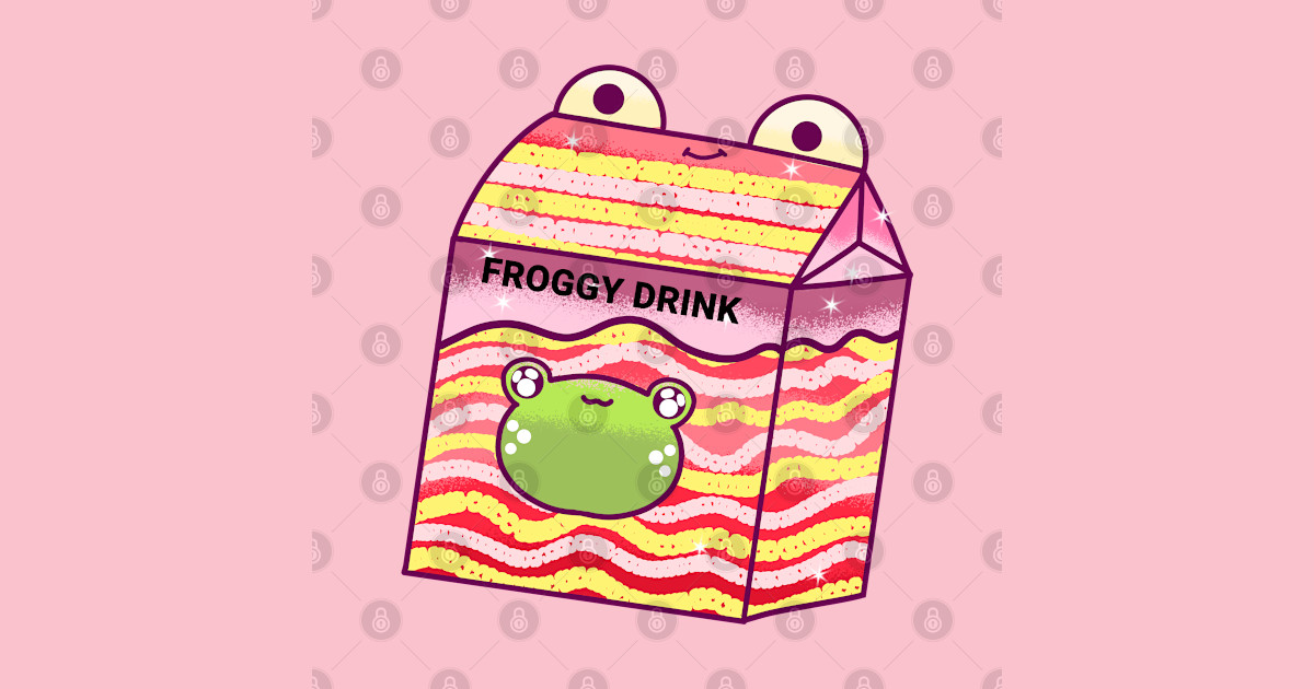 Cute pastel pink kawaii froggy strawberry milk - Strawberry Milk - T ...