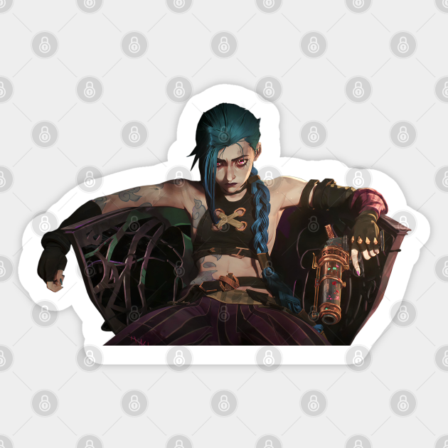 Jinx On Her Throne - Arcane LOL Powder Transparent Art - Jinx - Sticker