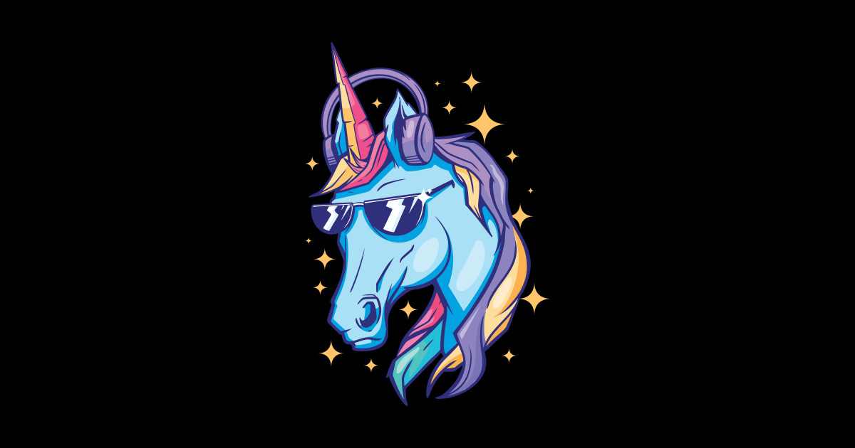 Cool Unicorn with Headphones and Sunglasses - Cool Unicorn - Sticker ...