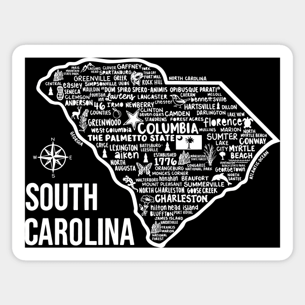 South Carolina Map - South Carolina - Sticker | TeePublic