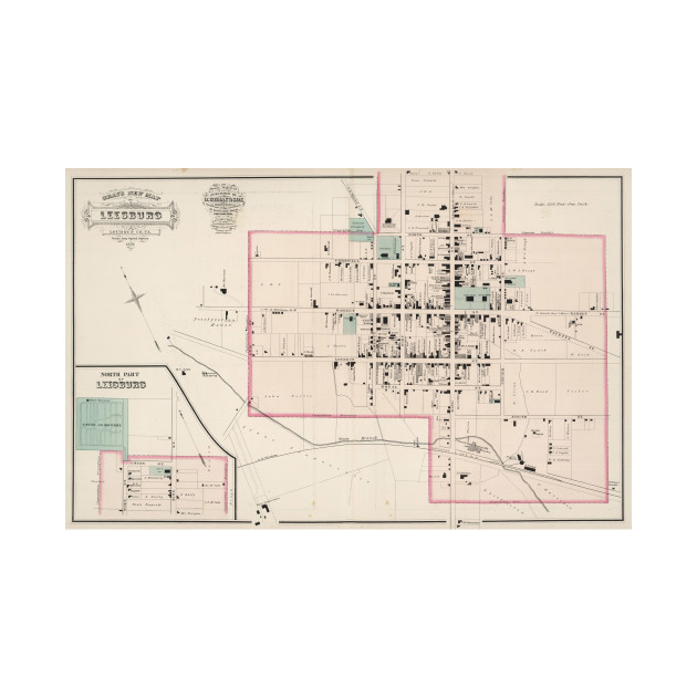 Vintage Map of Leesburg Virginia (1878) - Leesburg Map - T-Shirt ...