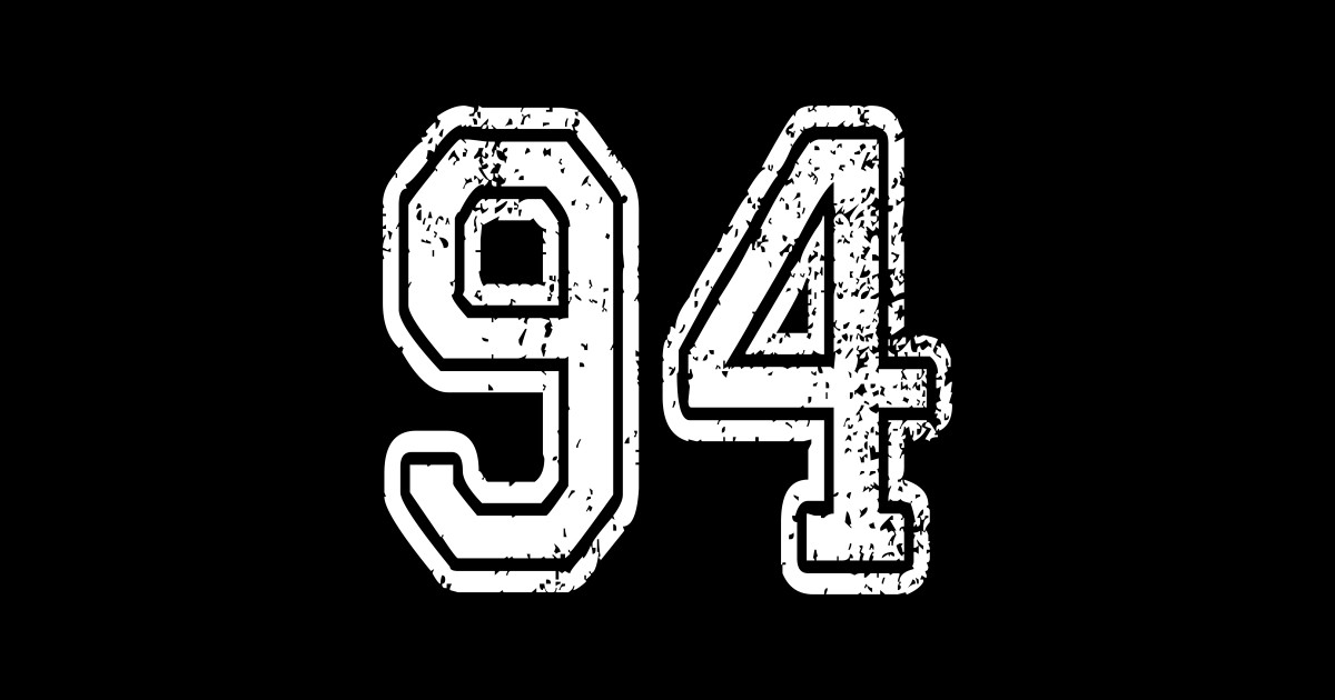 Number 94 Grungy in white - 94 - Sticker | TeePublic