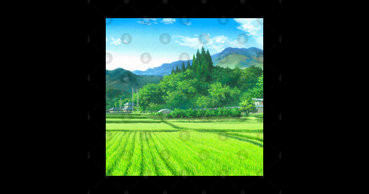 Anime Countryside Scenery - Anime Scenery - Sticker | TeePublic
