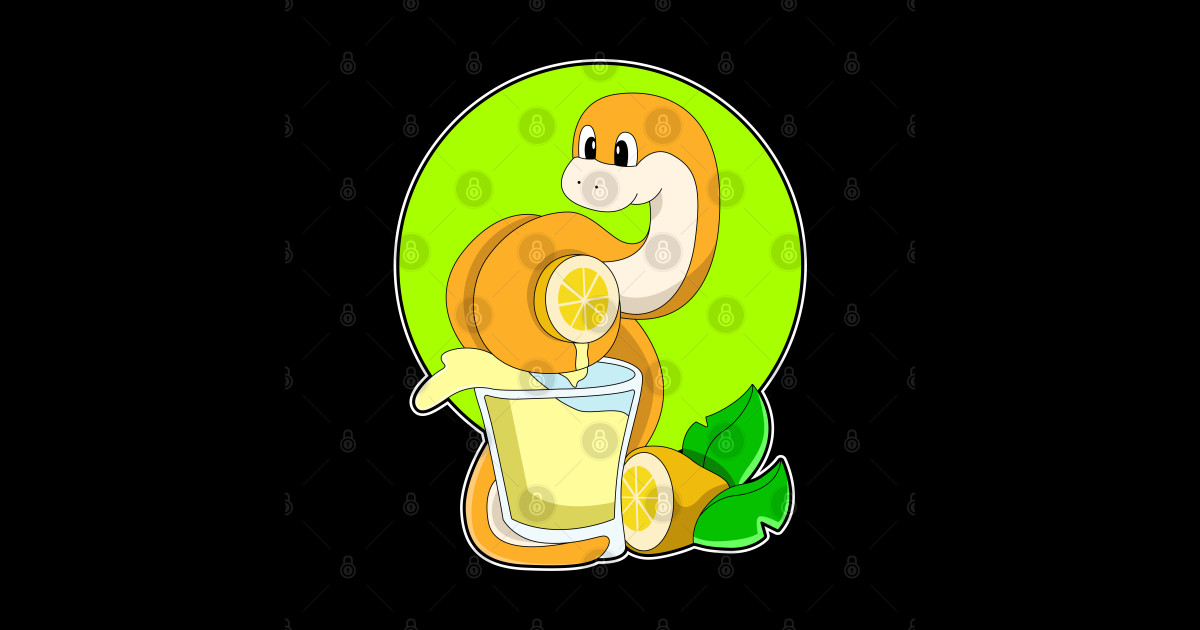 Snake with Glass of Lemon juice - Snakes - Sticker | TeePublic