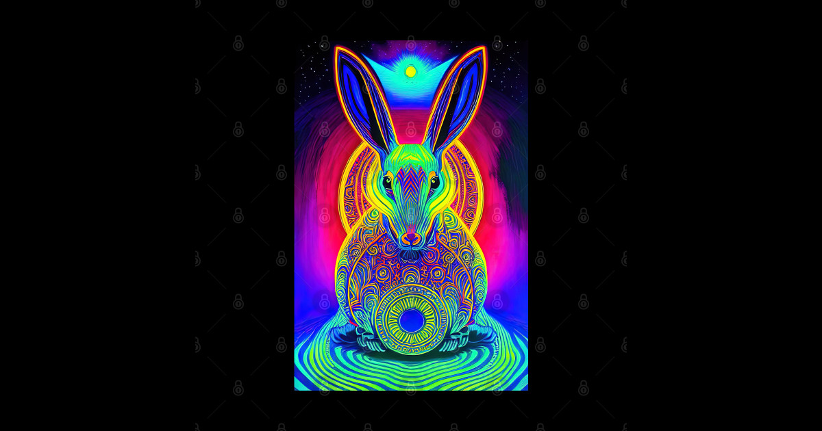 Psychedelic Pop art - RABBIT - Psychedelic - Sticker | TeePublic