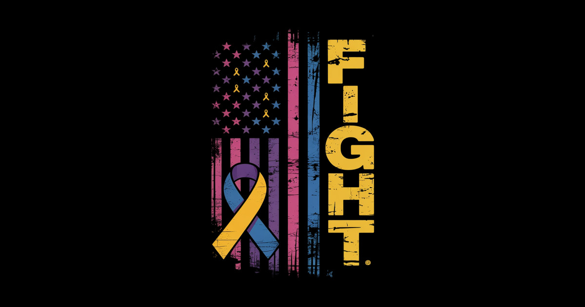 Fight Bladder Cancer Awareness Ribbon American Flag - Fight Bladder ...
