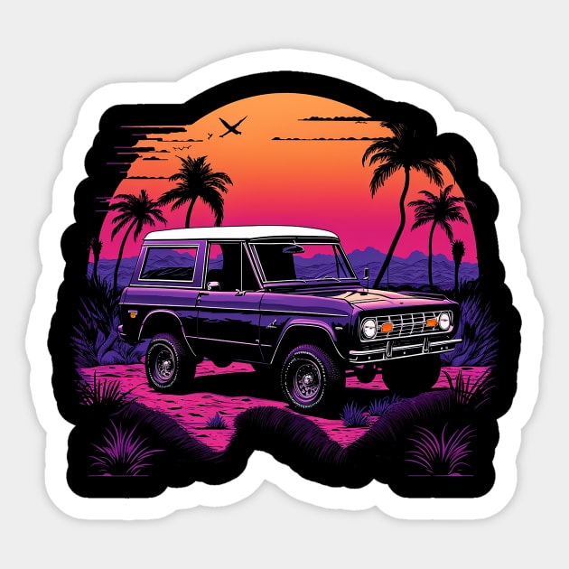 Ford Bronco Vintage Sunset - Ford Truck - Sticker | TeePublic