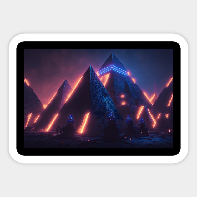 Cyberpunk Pyramids - Pyramids - Sticker | TeePublic