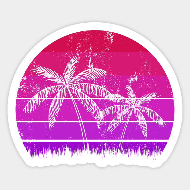 Synthwave Sunset Palm Trees - Synthwave - Sticker | TeePublic