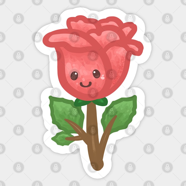 Smiley Rose Flower - Botanical - Sticker | TeePublic