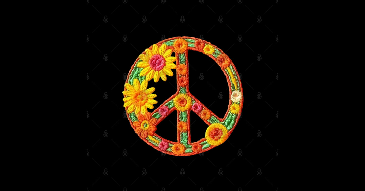70s Peace sign patch - Peace Sign - Sticker | TeePublic