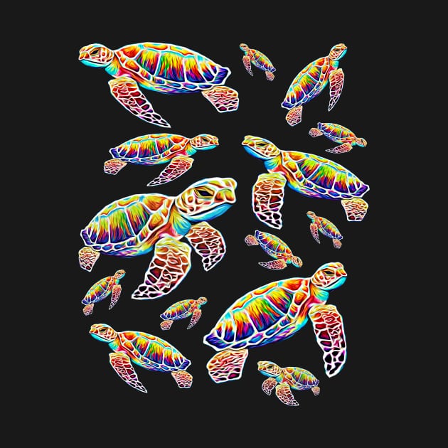 Rainbow Sea Turtles Design - Sea Turtles - T-Shirt | TeePublic