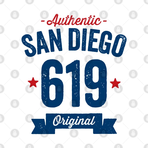 Authentic San Diego 619 Area Code - San Diego - T-Shirt | TeePublic