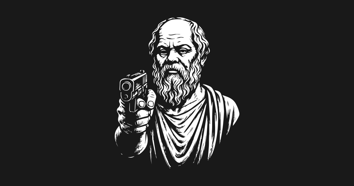 Socrates pointing a gun at You - Socrates - T-Shirt | TeePublic