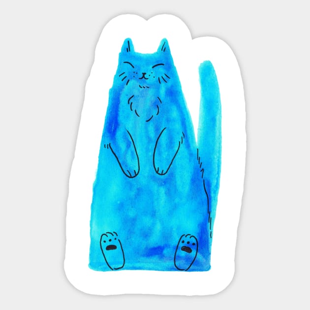 Blue Watercolor Triangle Cat - Cat - Sticker | TeePublic