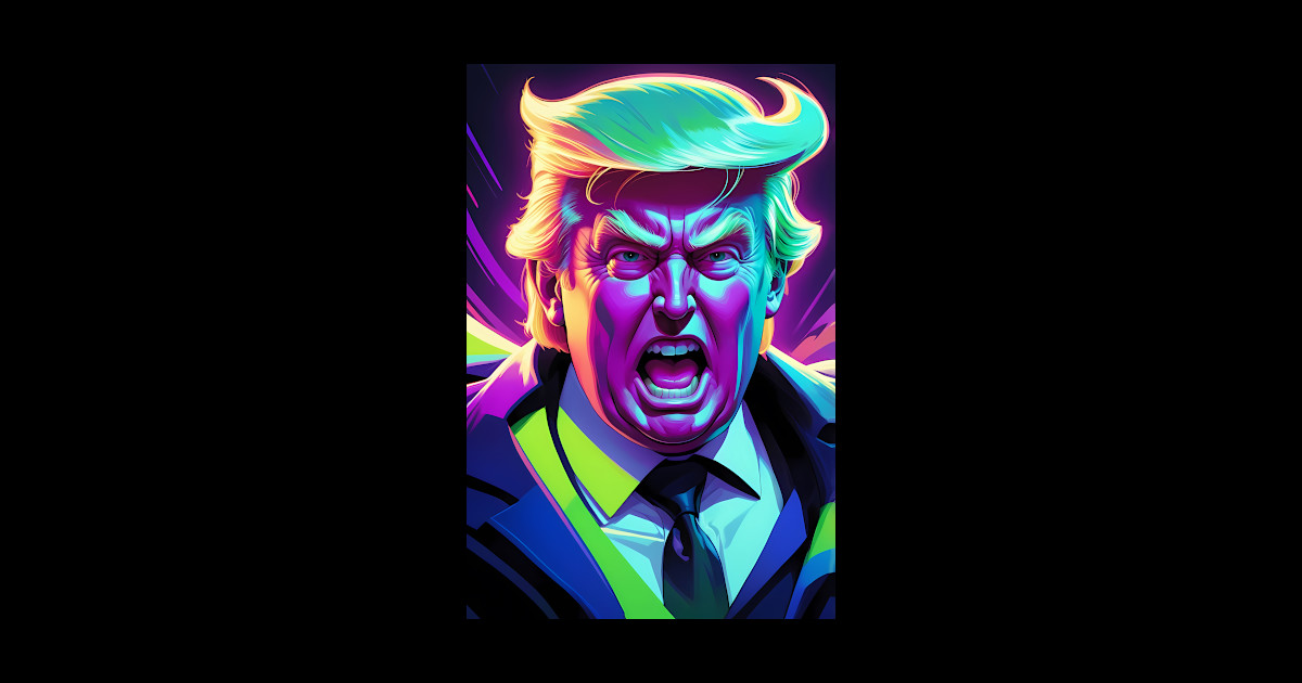 Vibrant Neon-Style Digital Illustration of Donald Trump - Donald Trump ...