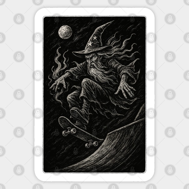 Skate Wizard Goth - Skater - Sticker | TeePublic