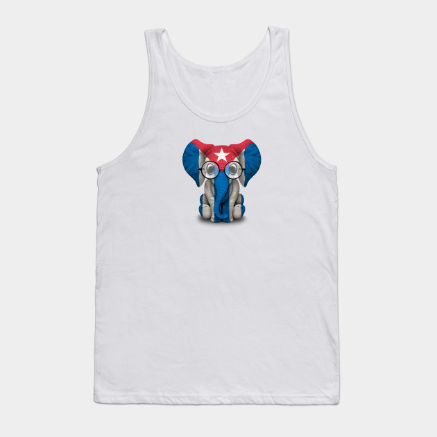 Baby Elephant with Glasses and Cuban Flag - Cuba - Tank Top | TeePublic