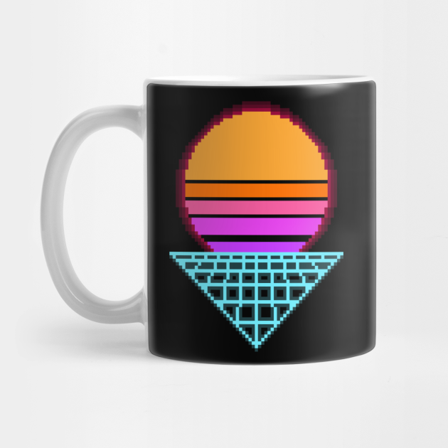 Outrun Sunset Retro 8-Bit Pixel Art - Outrun - Mug | TeePublic