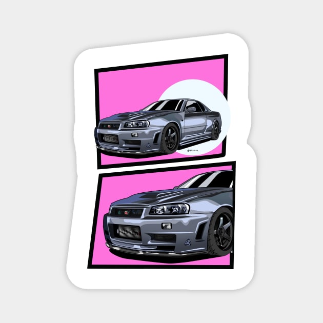 Godzilla SKYLINE GTR R34 - Gtr - Magnet | TeePublic
