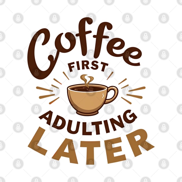 coffee first, adulting later - Coffee - T-Shirt | TeePublic