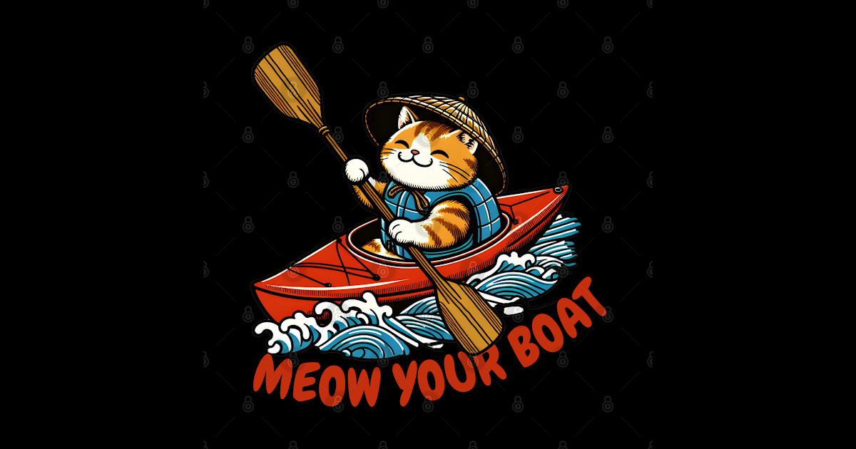 kayaking lucky cat - Kayaking - Sticker | TeePublic