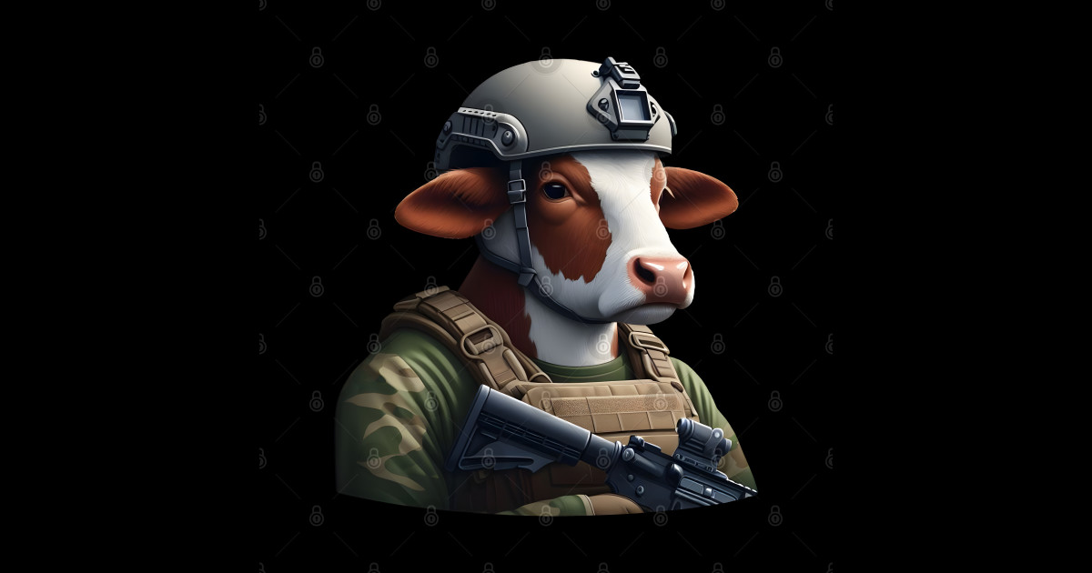 Tactical Cow - Cow - Sticker | TeePublic