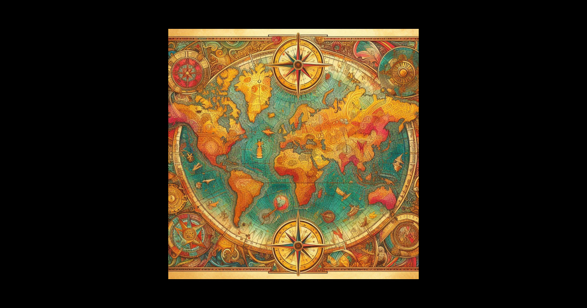 Ancient Map 3 - Ancient - Sticker | TeePublic