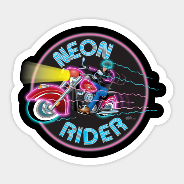 Neon Rider - Neon Motorcycle - Sticker | TeePublic