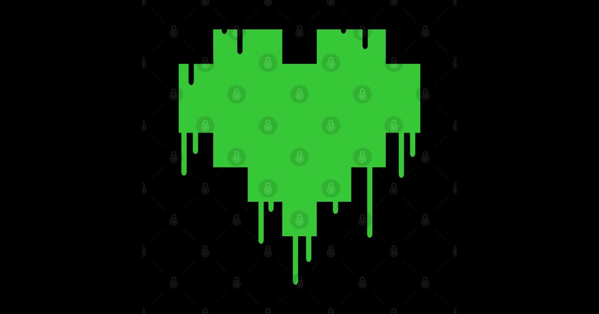 Green Dripping Pixel Heart - Heart - Posters and Art Prints | TeePublic