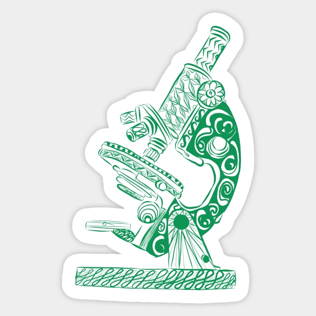 Scientific Microscope Line Drawing (Green) - Microscope - Sticker ...