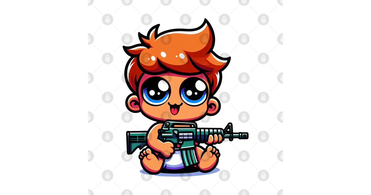 Baby with Gun - Baby - T-Shirt | TeePublic