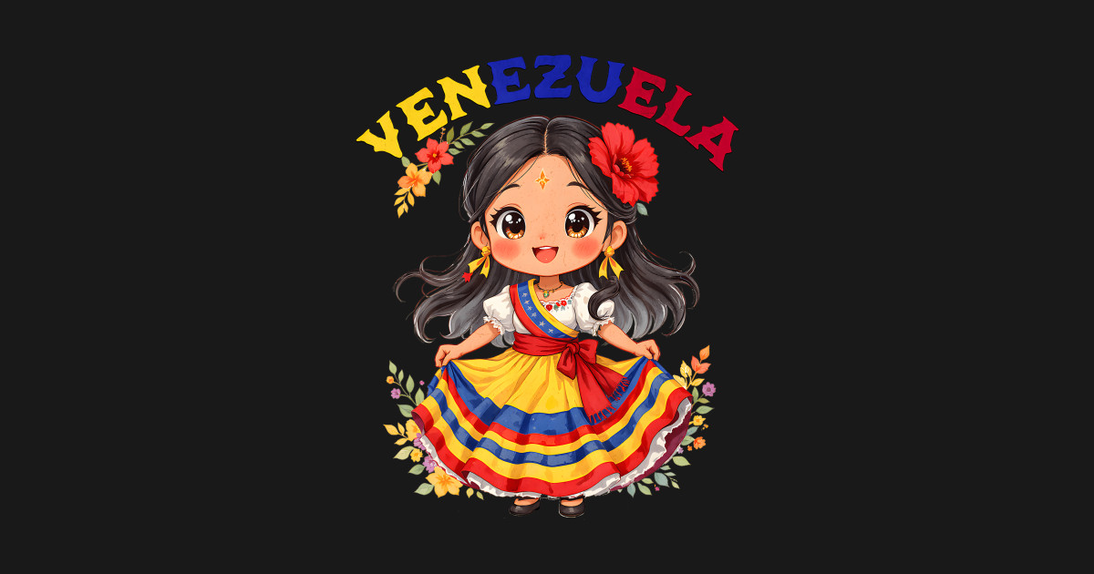 Venezuela Traditional Colorful Art - Cute Venezuela Girl - T-Shirt ...