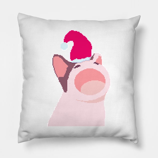 Funny Pop Cat Meme Pixel art Christmas - Cat - Pillow | TeePublic