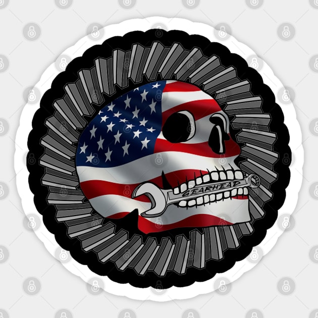 American gearhead skull - Gearhead - Sticker | TeePublic