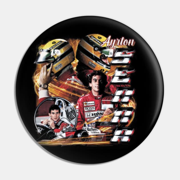 Ayrton Senna Retro Bootleg - Ayrton Senna - Pin | TeePublic