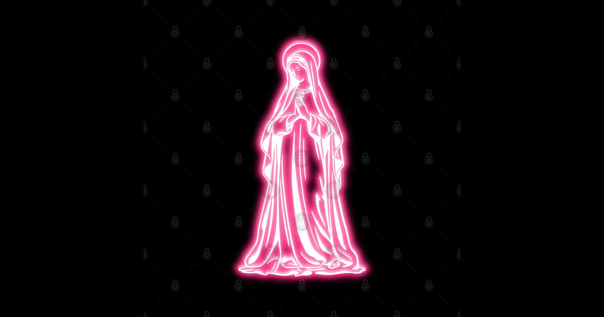 Pink Neon Virgin Mary - Virgin Mary - Sticker | TeePublic