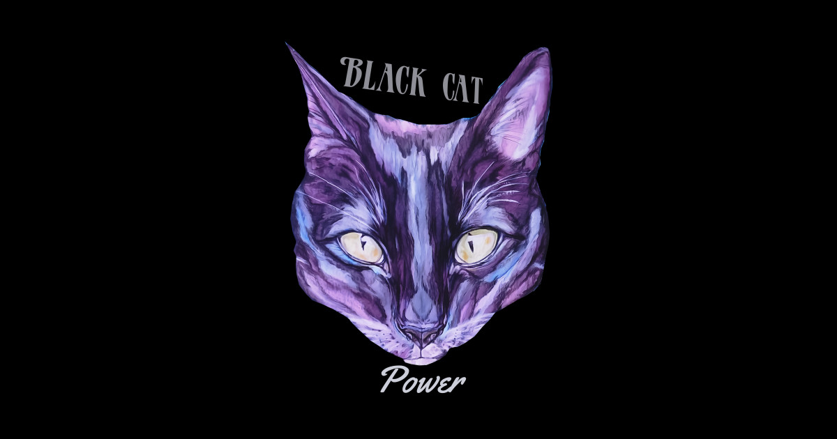 Black Cat Power Cat Face - Cat Power - Sticker | TeePublic