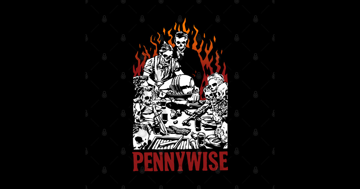 Pennywise Skeleton Fire - Band - Sticker | TeePublic