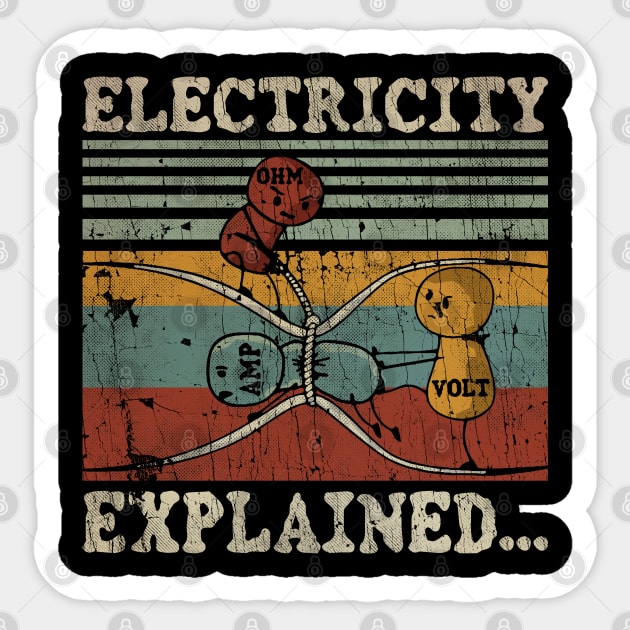 TEXTURE VINTAGE ELECTRICITY EXPLAINED - Vintage - Sticker | TeePublic